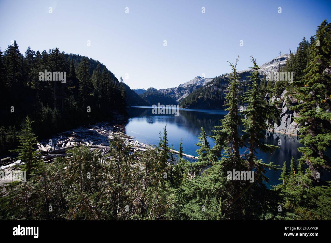 Landscape picture of a lake in a valley taken in the middle of summer ...