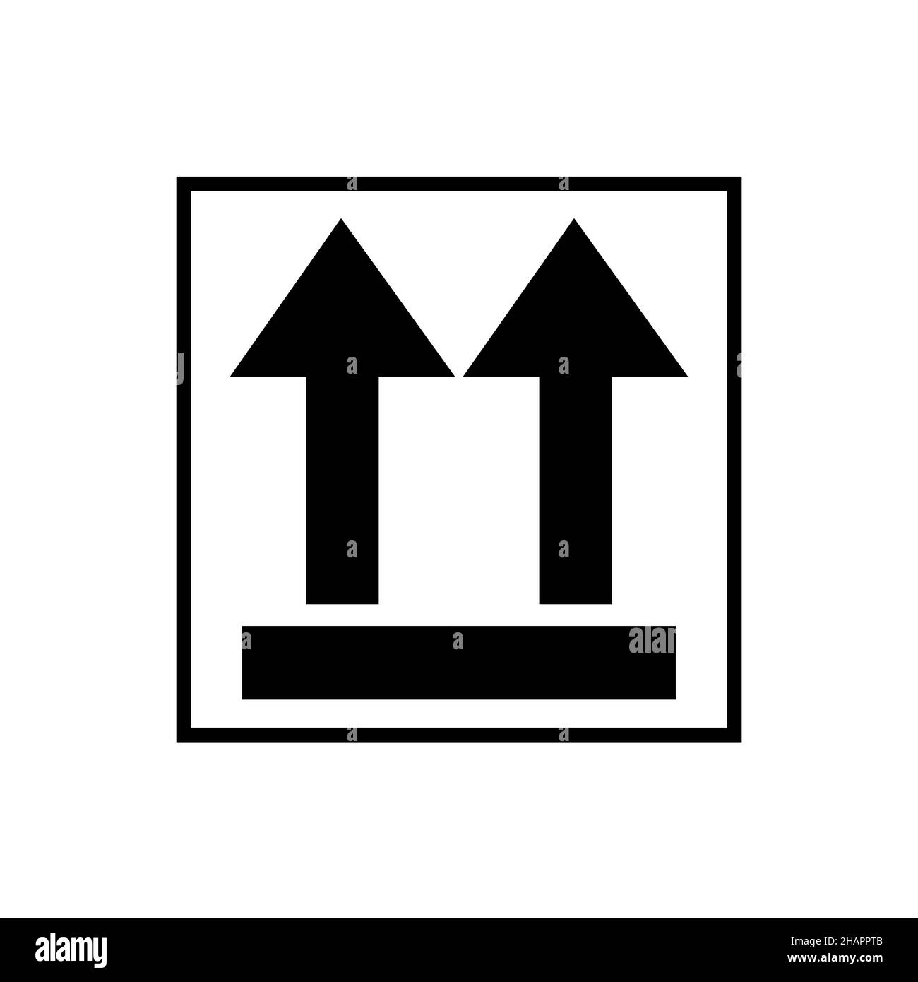 This side up packaging symbol with two arrows. Vertical lift icon ...