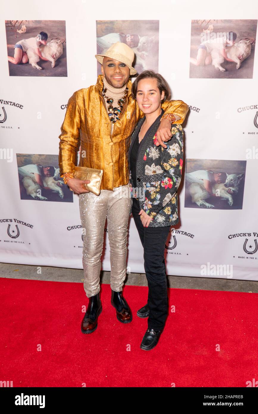 Popstar Aaron Paul and Elena Gibbs attend the Chuck's Vintage 2021 ...