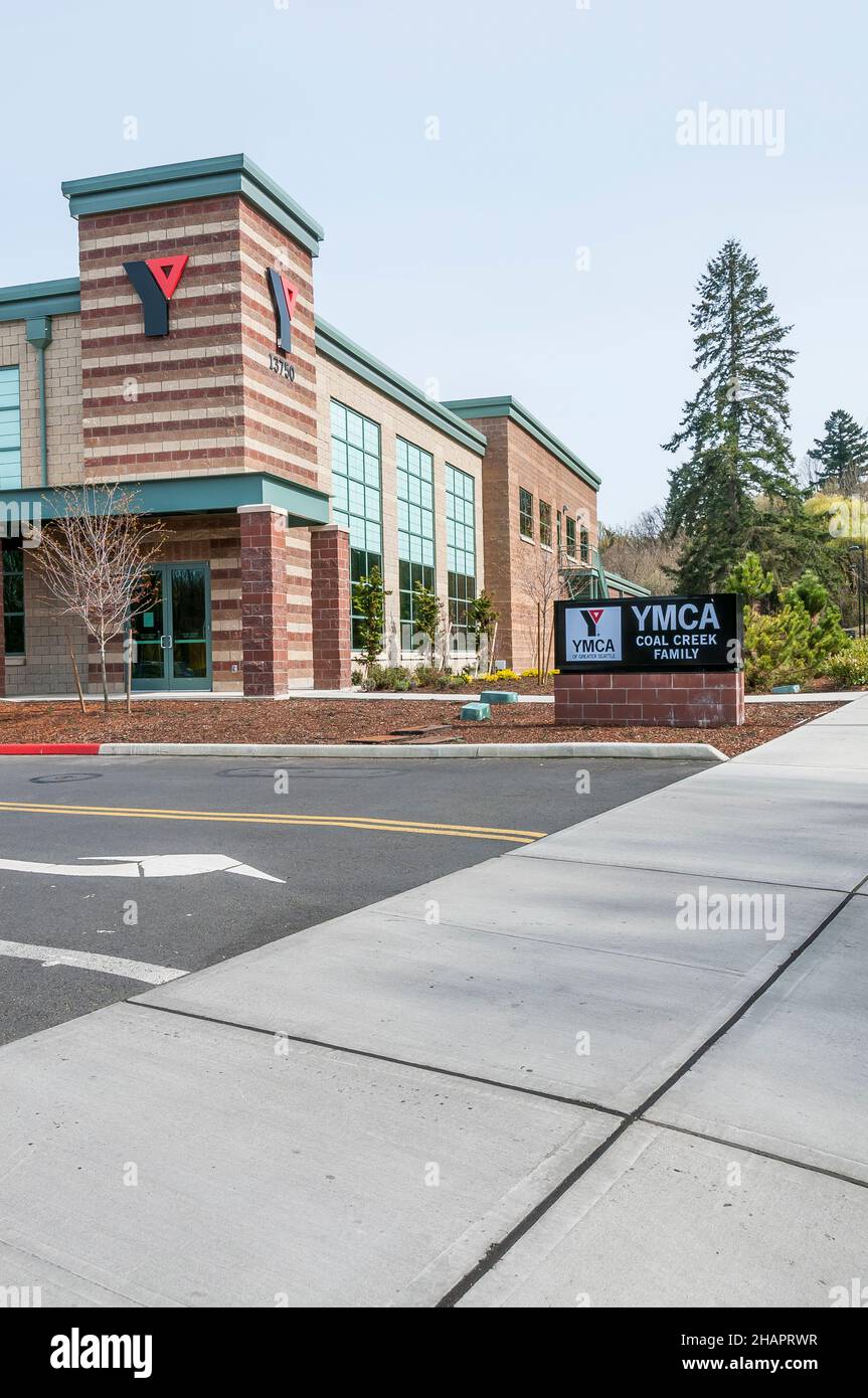 The YMCA and marquee sign in Newcastle, Washington Stock Photo - Alamy