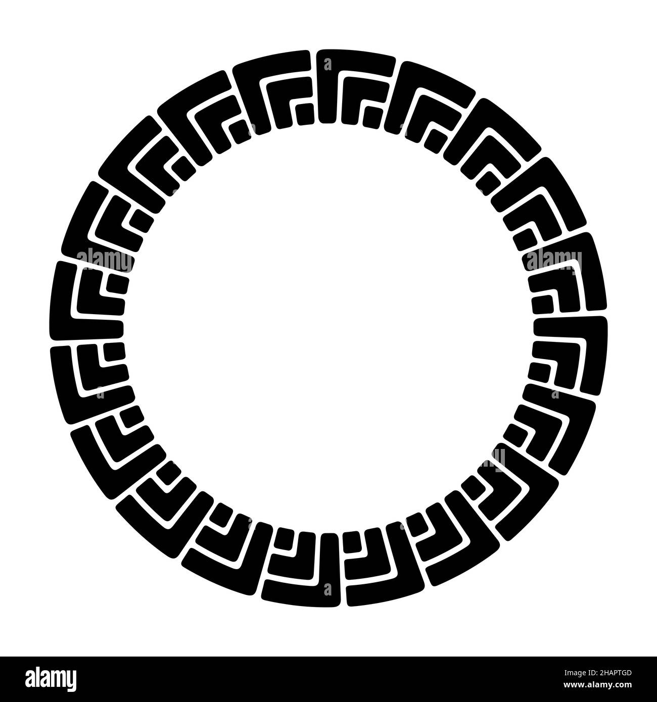 Abstract round meander, circular geometric ornament with blocks, angles ...