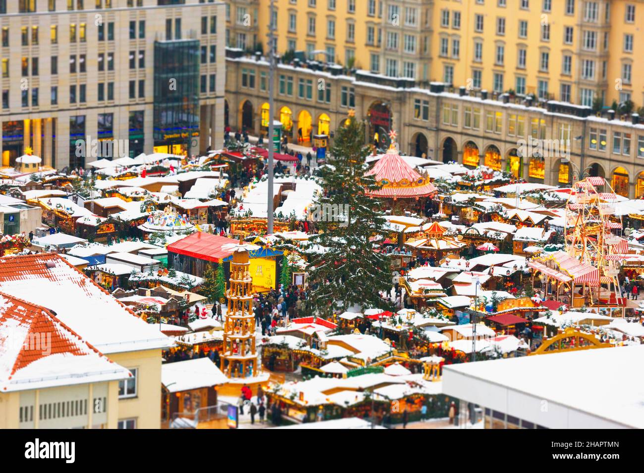 Overview of the Striezel Christmas Market, Dresden, Saxony, Germany ...