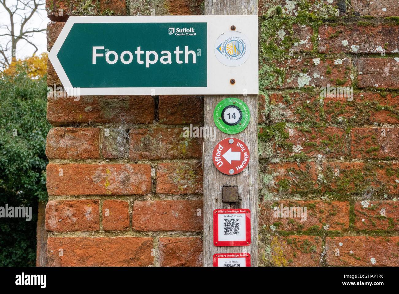 Plastic compound public arrow footpath sign pointing left with other ...