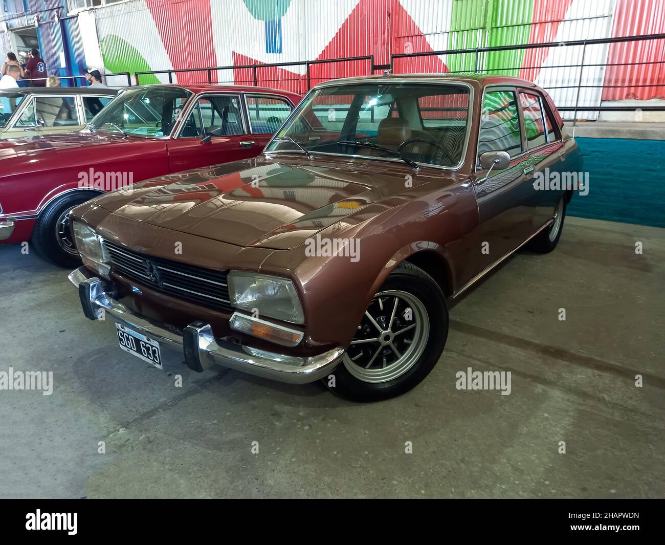 AVELLANEDA, ARGENTINA - Dec 06, 2021: shot of a stylish brown Peugeot ...