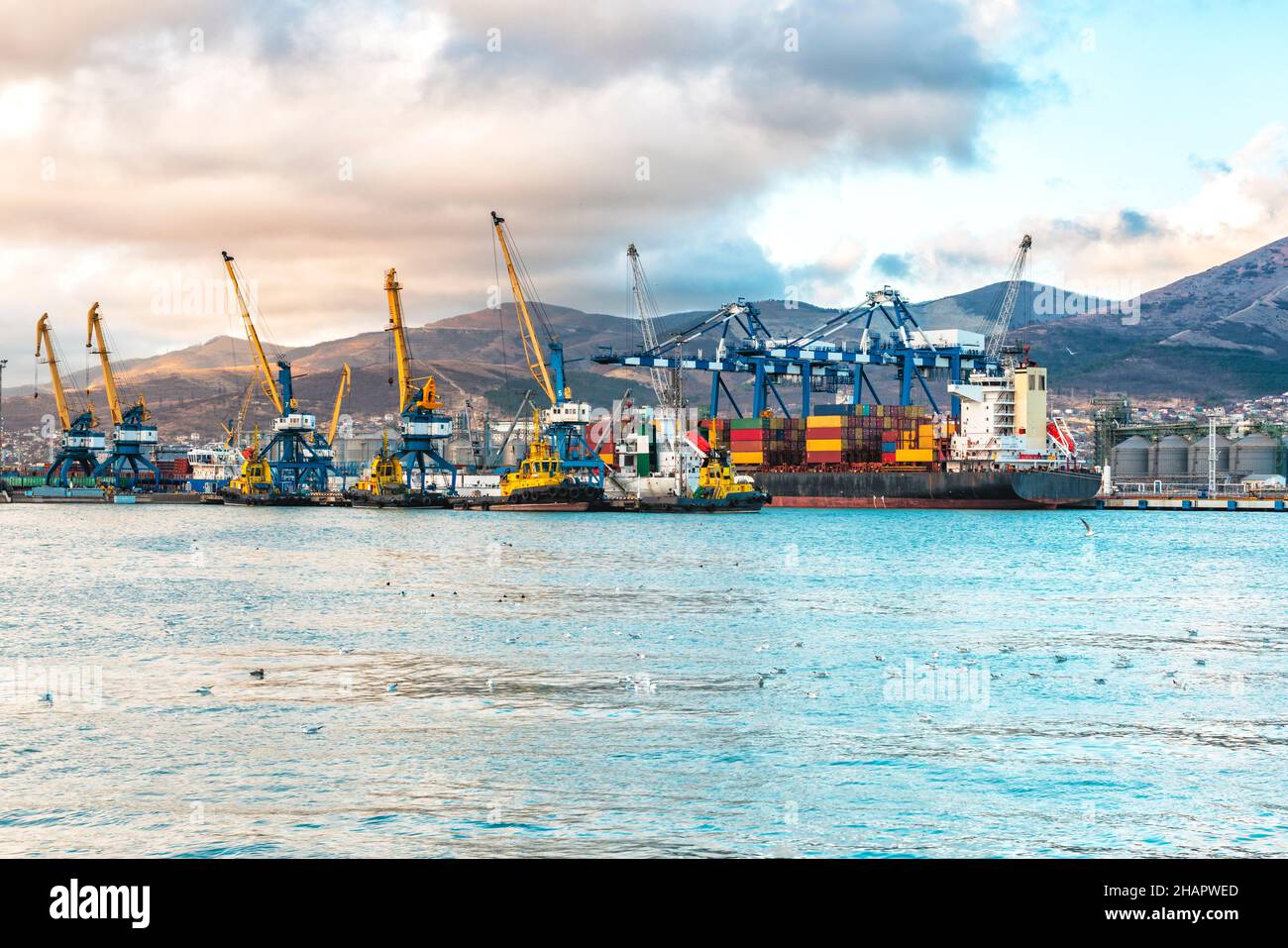 Commercial Sea port of Novorossiysk Stock Photo - Alamy