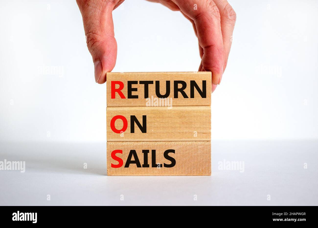 ROS return on sales symbol. Concept words ROS return on sales on wooden ...