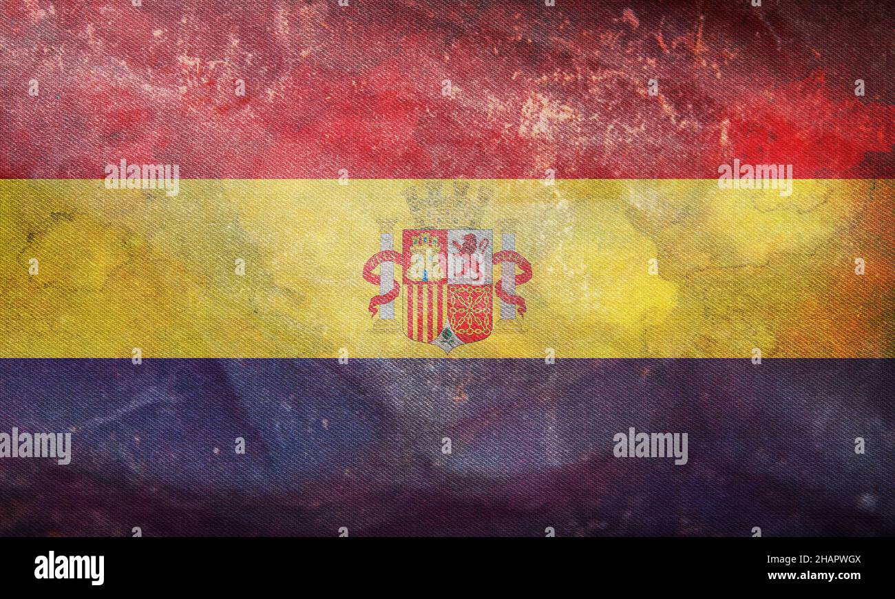 Top view of retro flag Spain 1931 1939, Spain with grunge texture ...