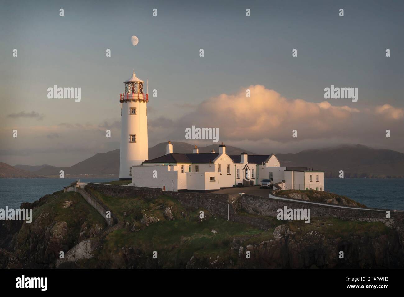 The iconic Fanad Head Lighthouse under moonlight Stock Photo - Alamy