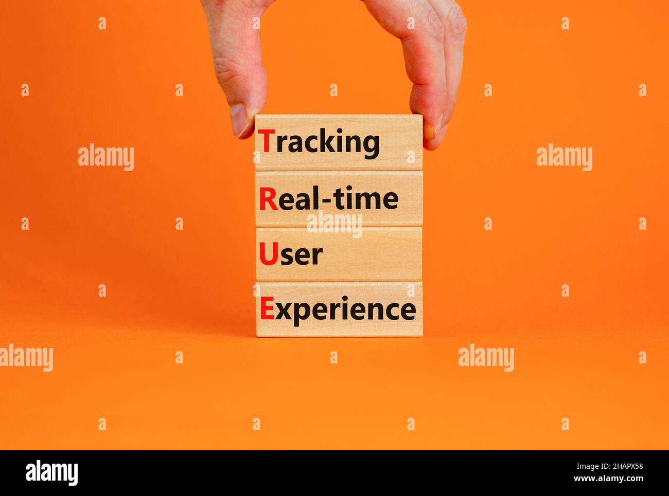TRUE tracking real-time user experience symbol. Concept words TRUE ...