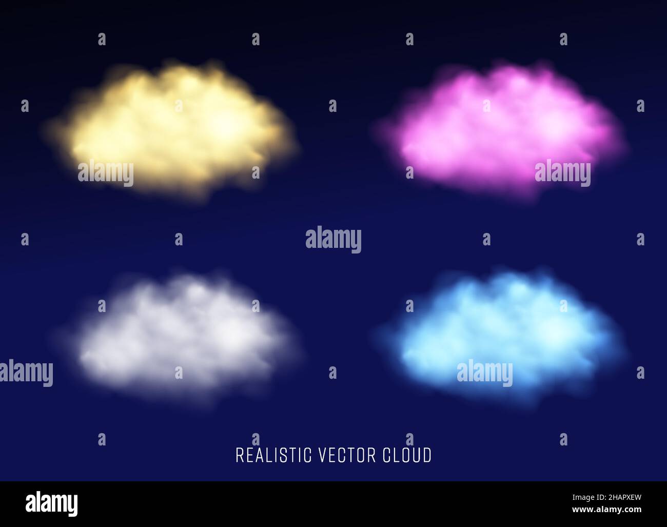 Vector set Abstract realistic fog cloud design element Stock Vector ...