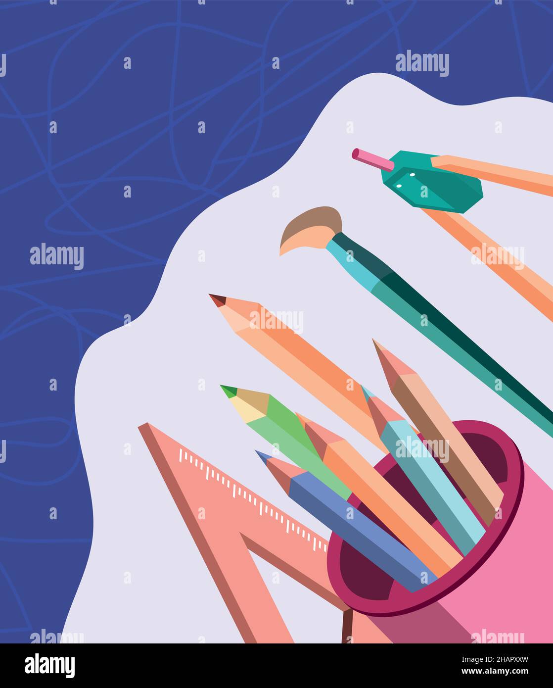 Pencils in cup supplies Stock Vector Images - Alamy