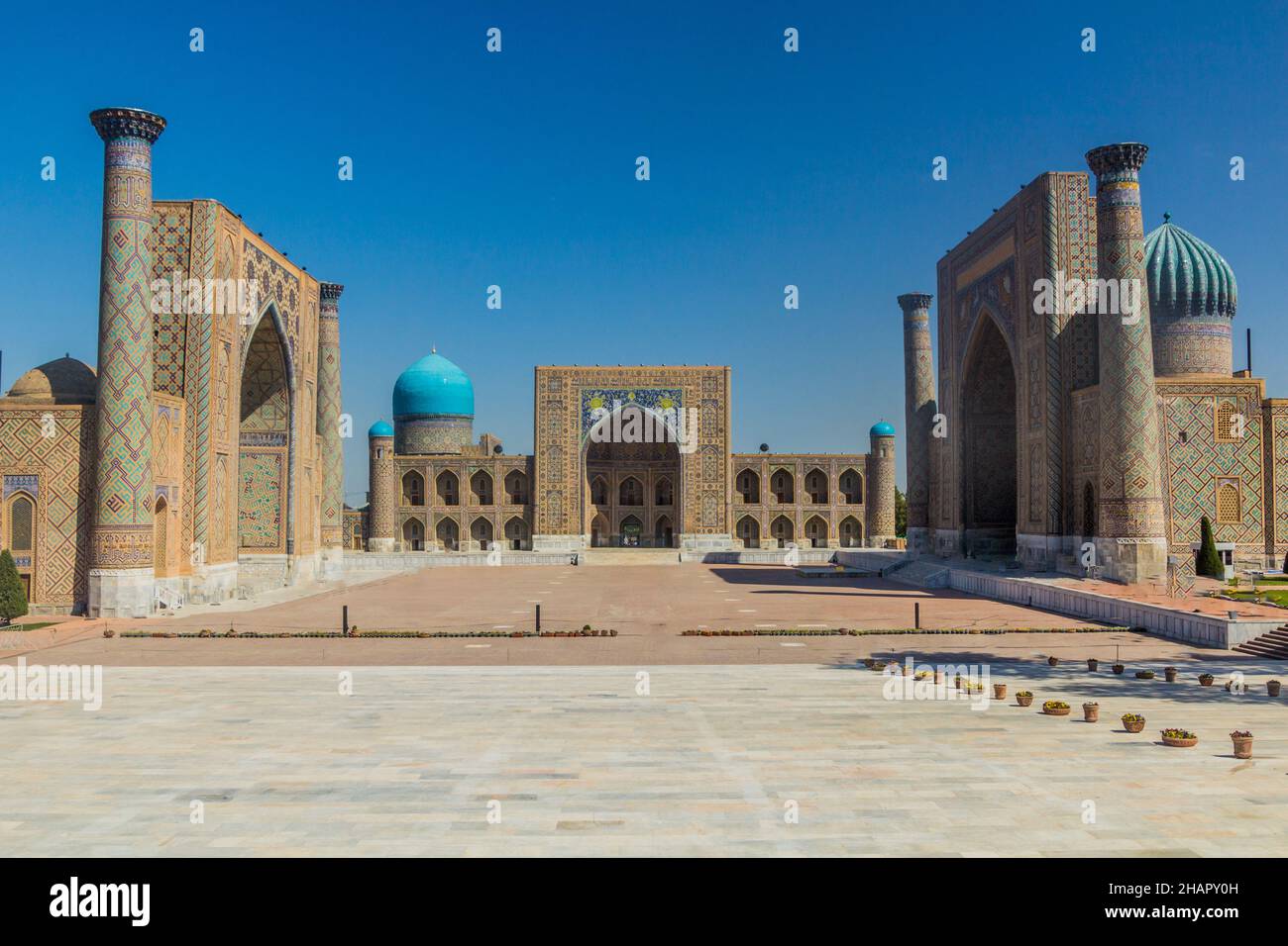 Registan Square, famous complex in Samarkand, Uzbekistan Stock Photo ...