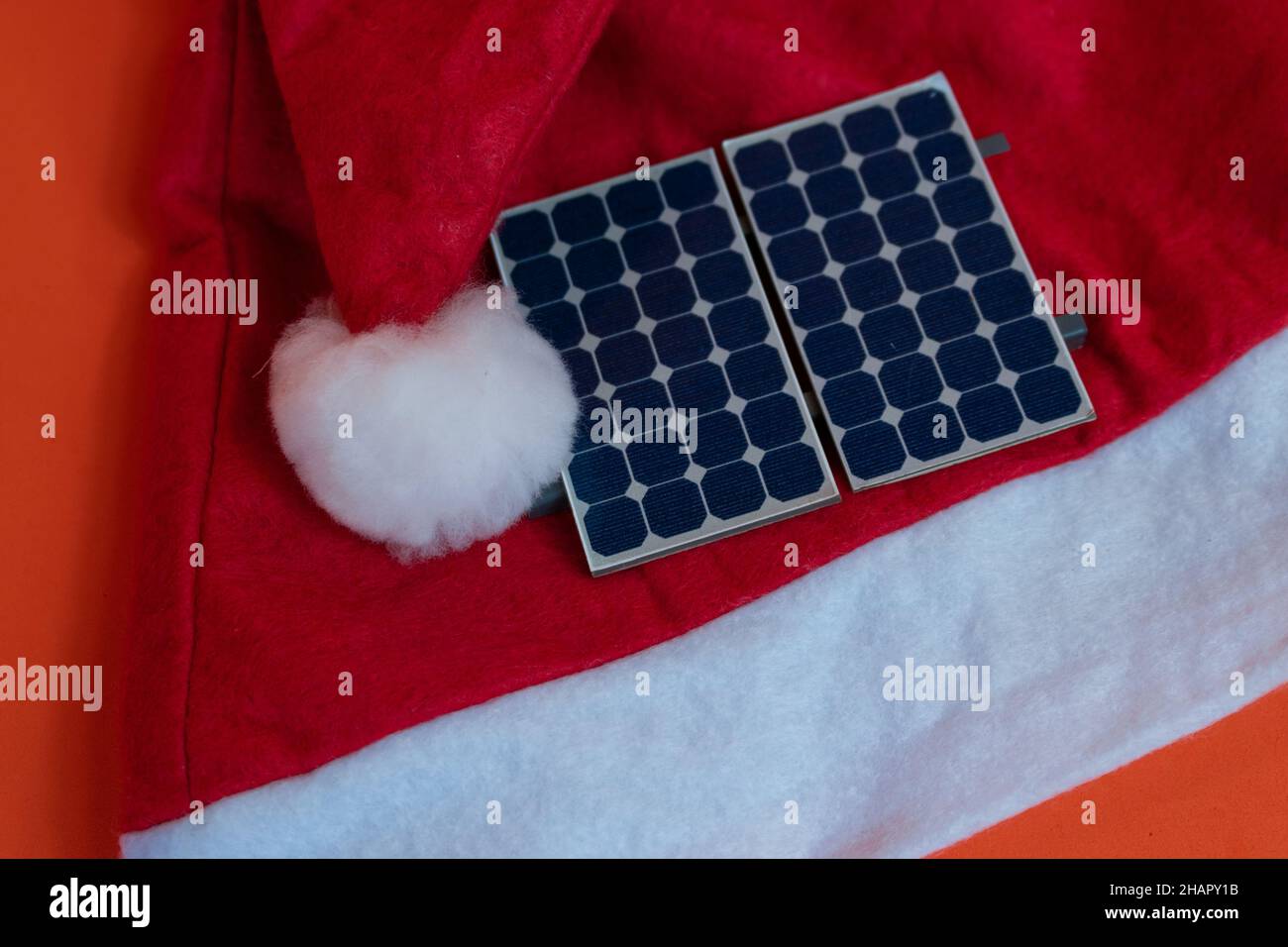 Christmas Santa Claus hat with photovoltaic solar panel and lamp ...