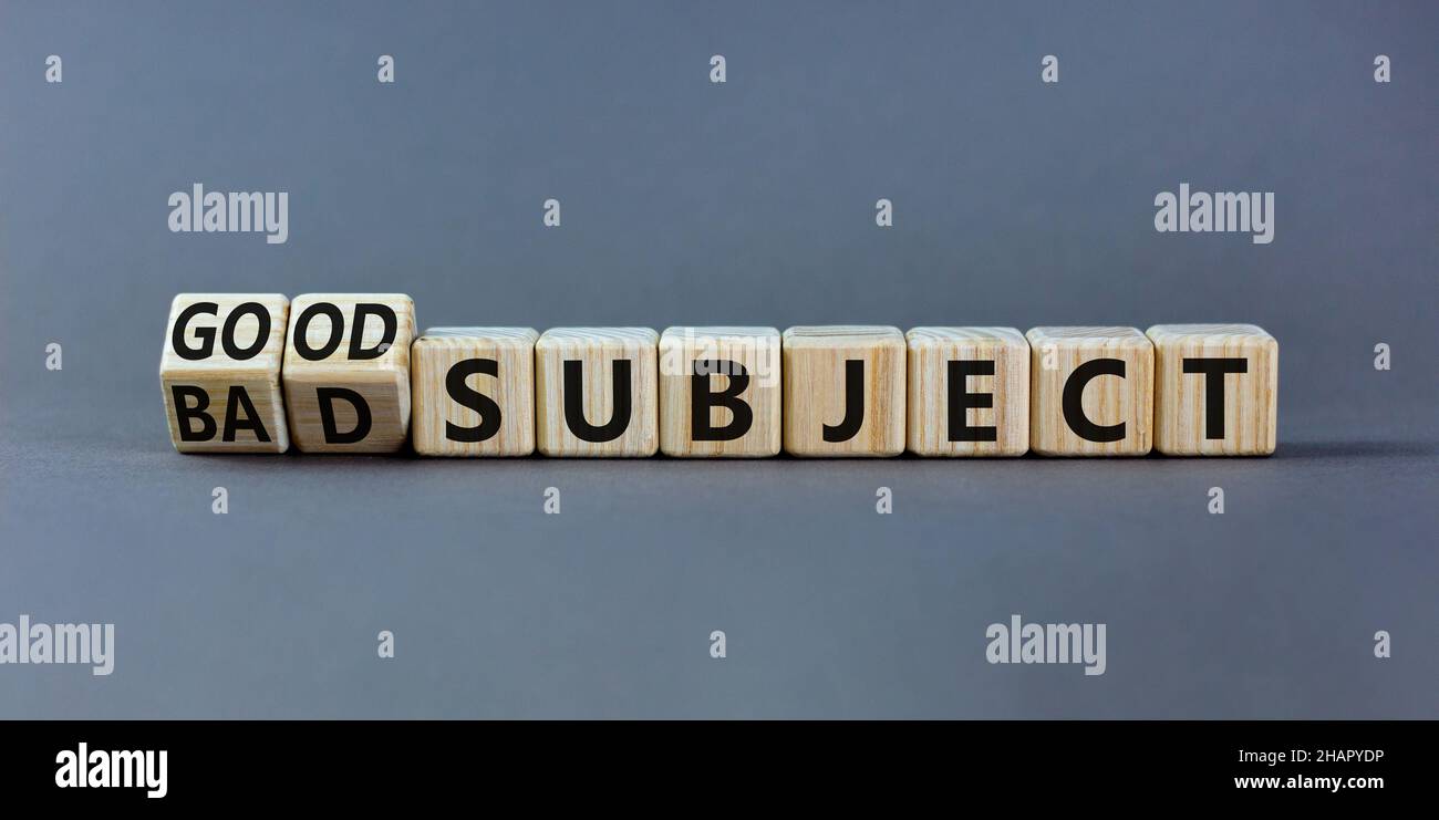 Good or bad subject symbol. Turned wooden cubes and changed the word ...