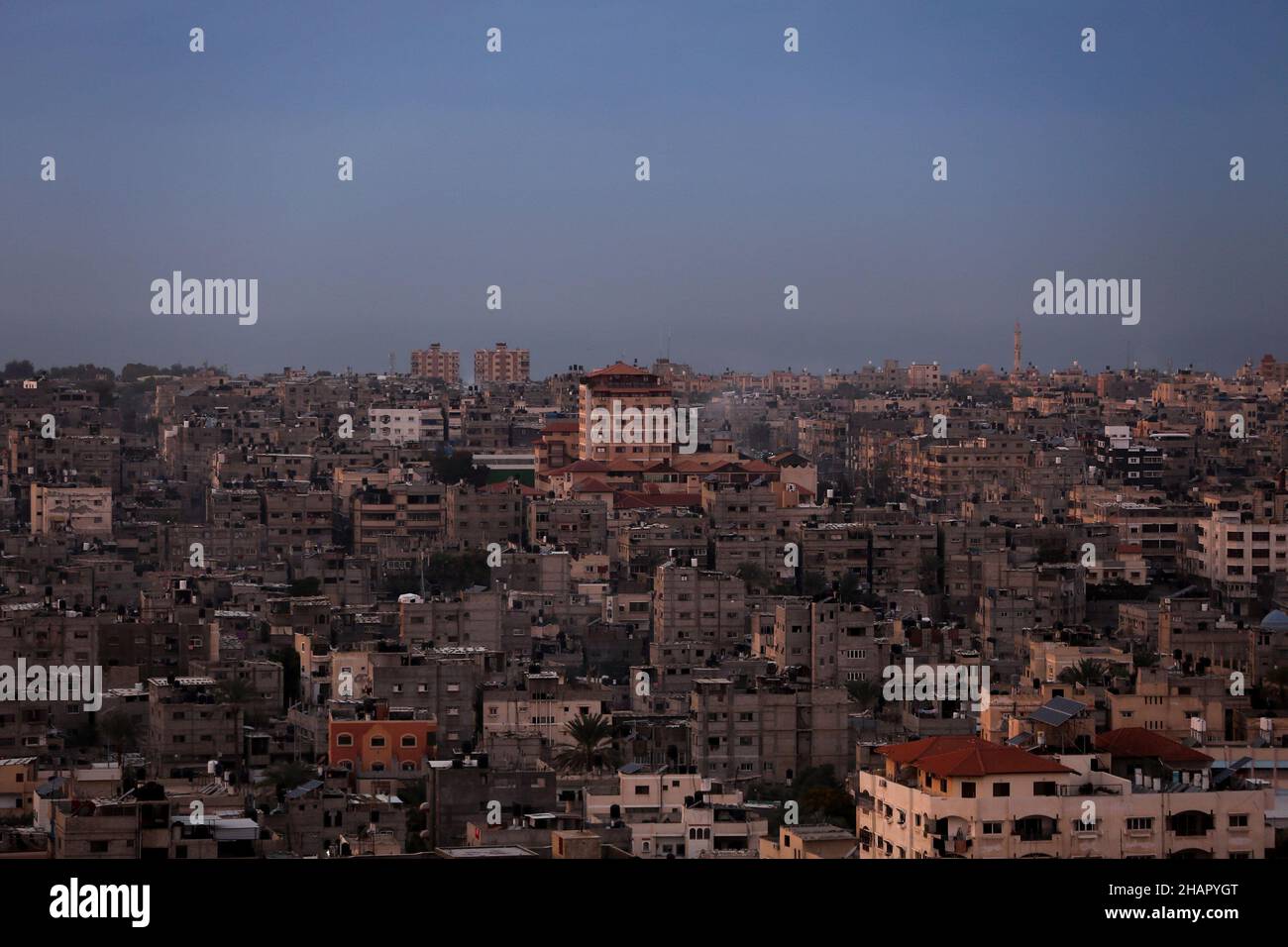 Gaza, Palestine. 4th Dec, 2021. An overview of Palestinian houses and ...