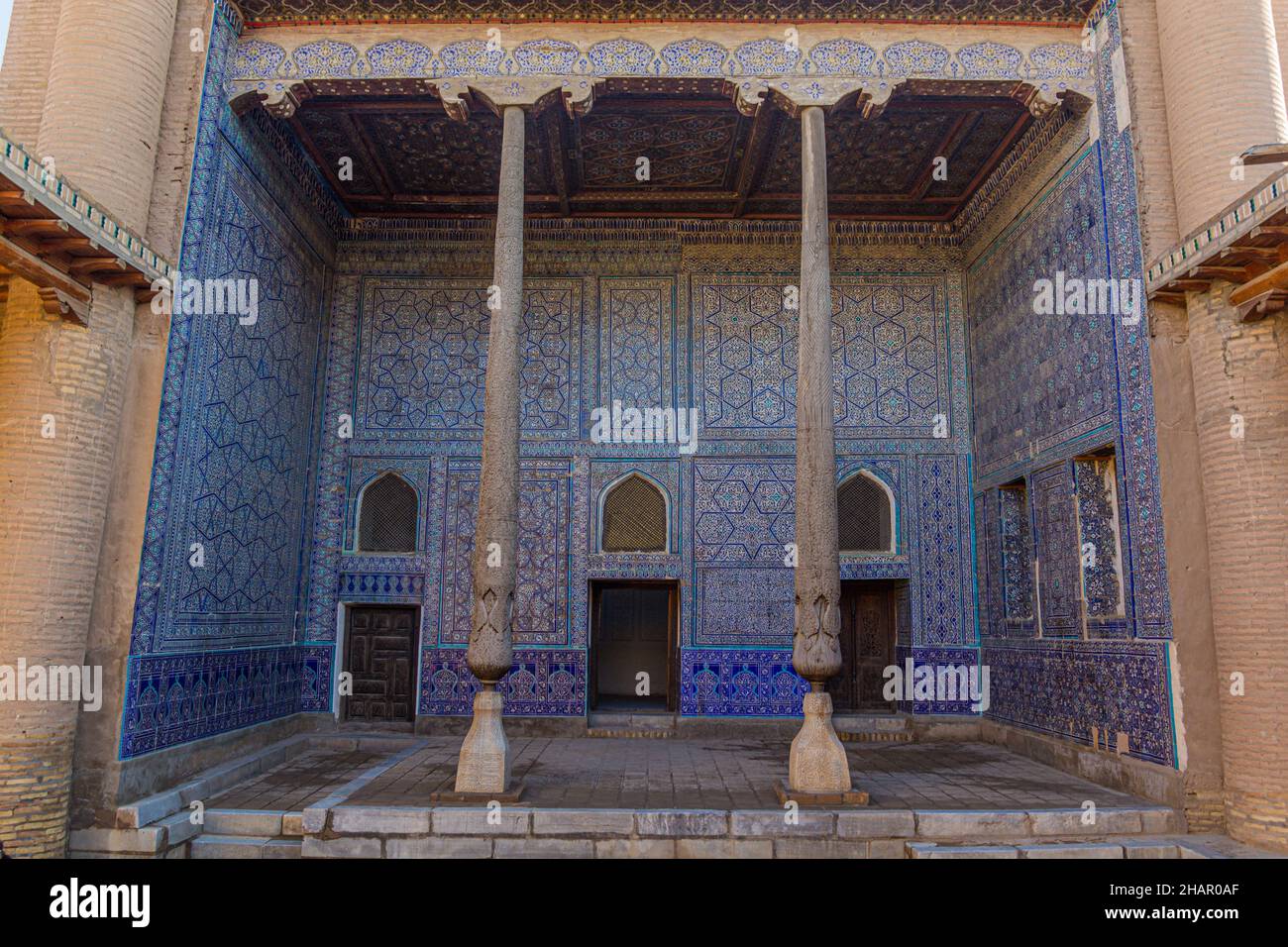 Courtyard of Kuhna (Kunya) Ark fort in Khiva, Uzbekistan Stock Photo ...