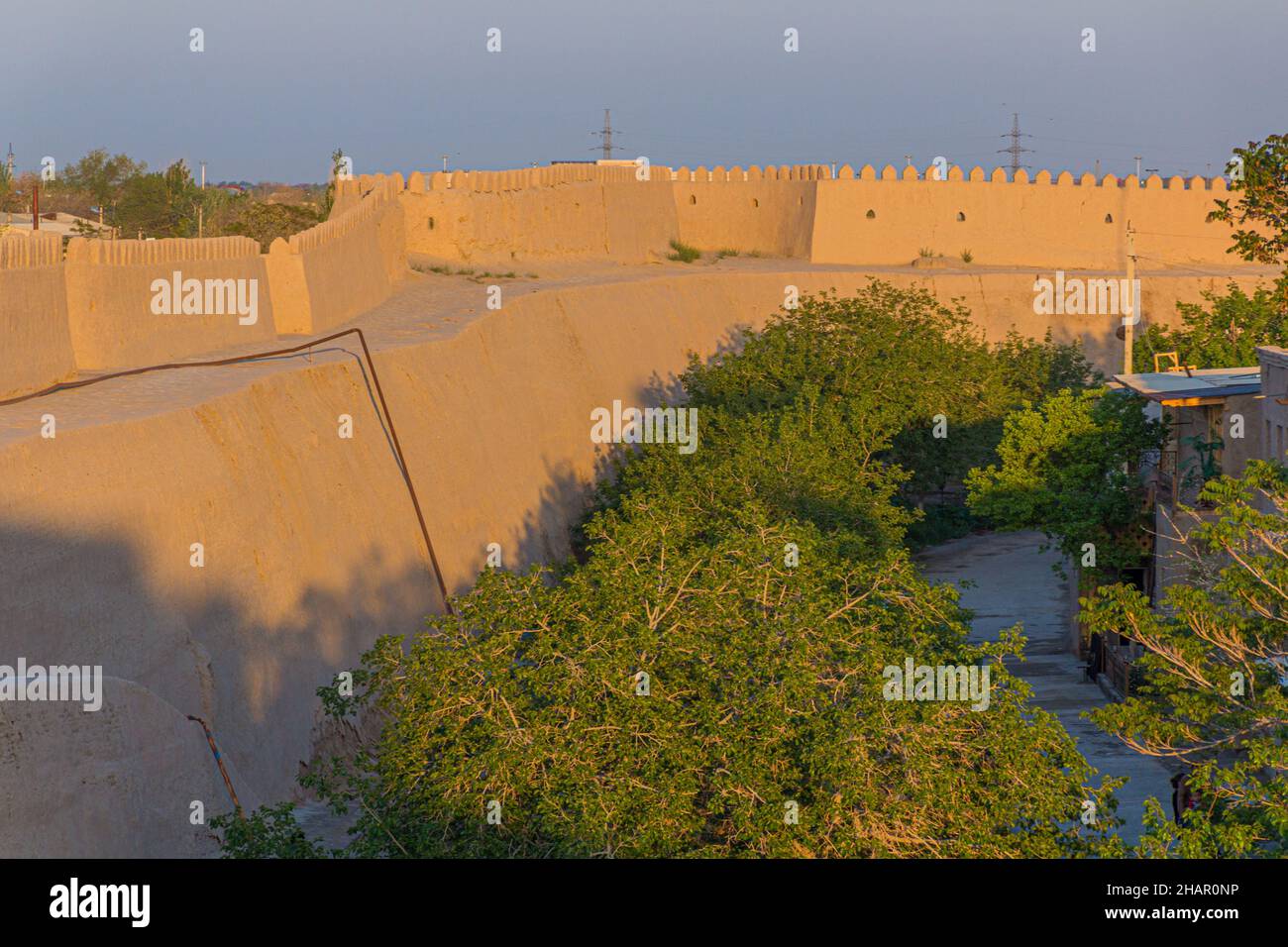 Fortification walls of the old town of Khiva, Uzbekistan Stock Photo ...