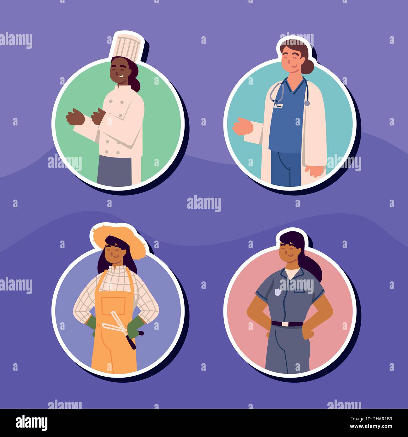 Professions icons women hi-res stock photography and images - Alamy