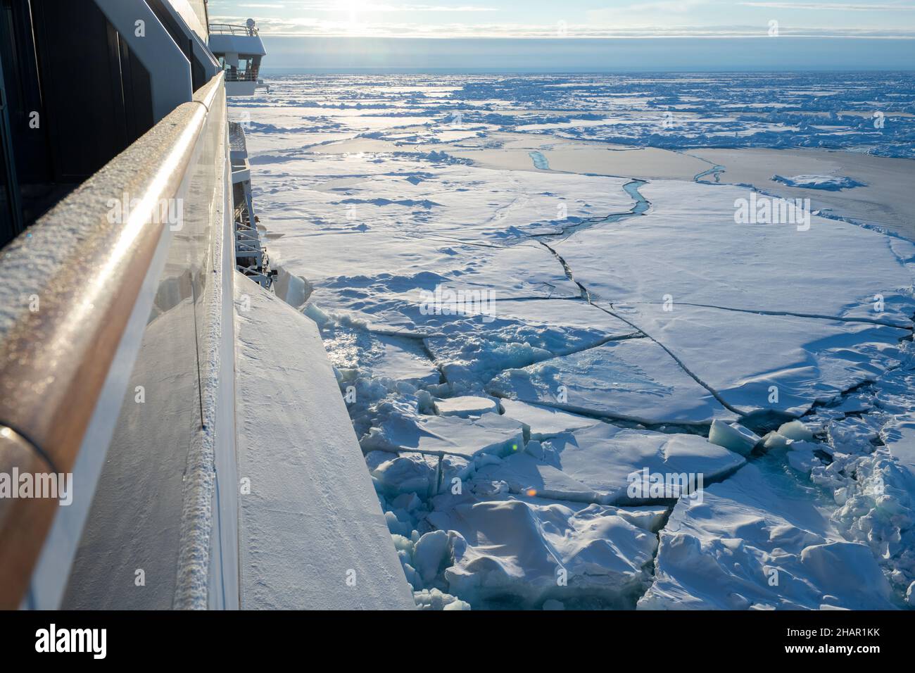 High Arctic around 85 degrees north. Heated decks of the Le Commandant ...