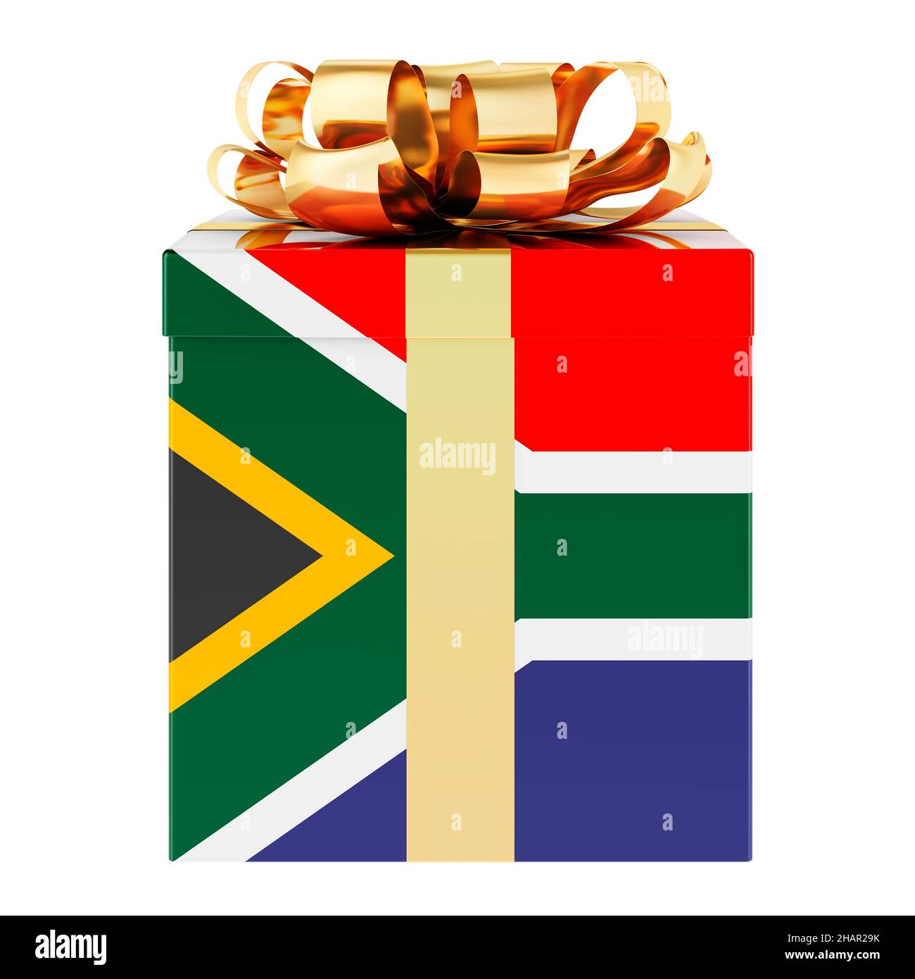 Gift box with South African flag. Holiday in South Africa, concept. 3D ...