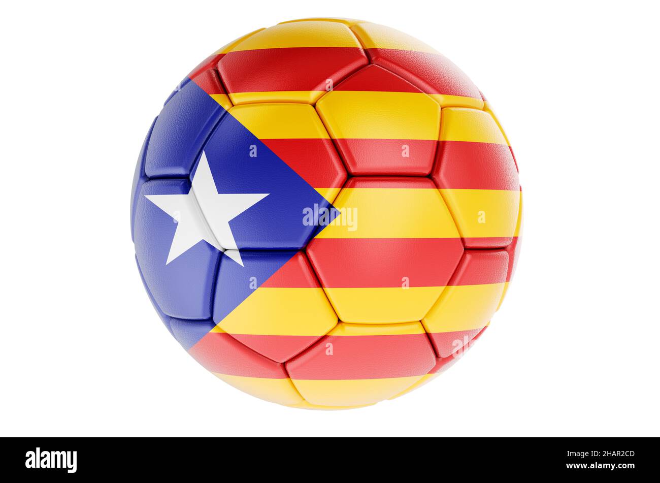 Soccer ball or football ball with Catalan flag, 3D rendering isolated ...