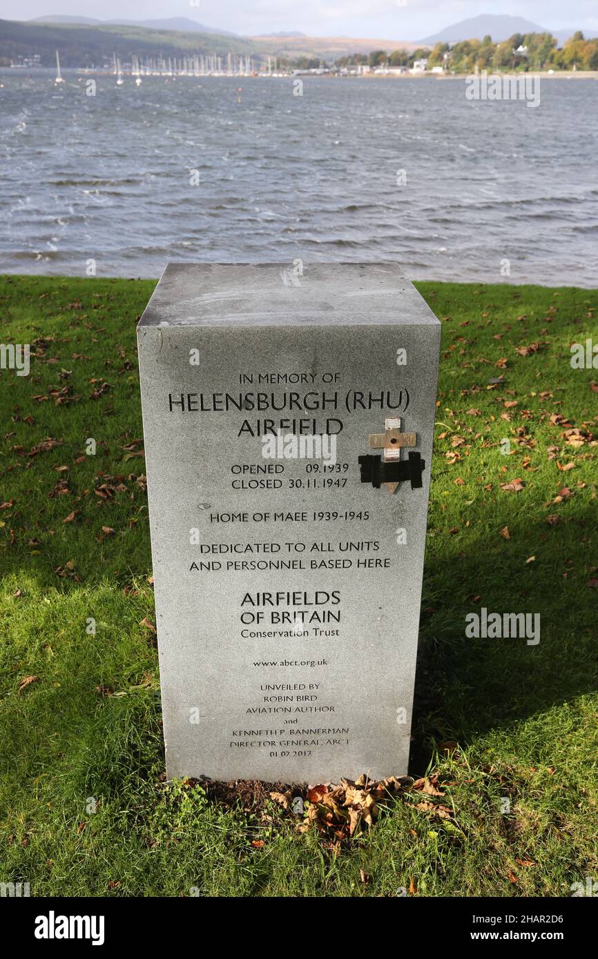 Rhu, Helensburgh, Argyll & Bute, Scotland, UK , GB. Memorial stone and ...
