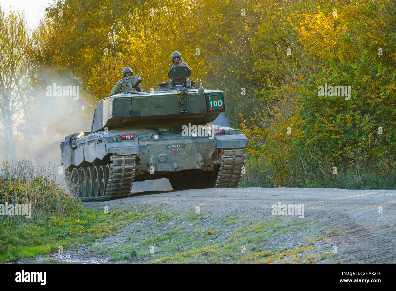 British army FV4034 Challenger 2 main battle tank in action on a ...
