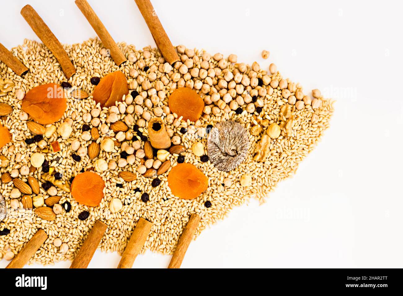 Traditional Turkish Asure Dessert or Noah's Puddings on white with ...