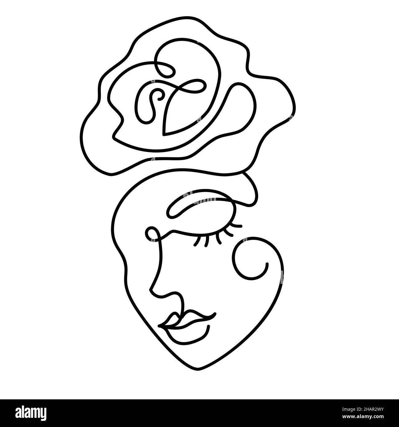 Abstract line art girl Black and White Stock Photos & Images - Alamy