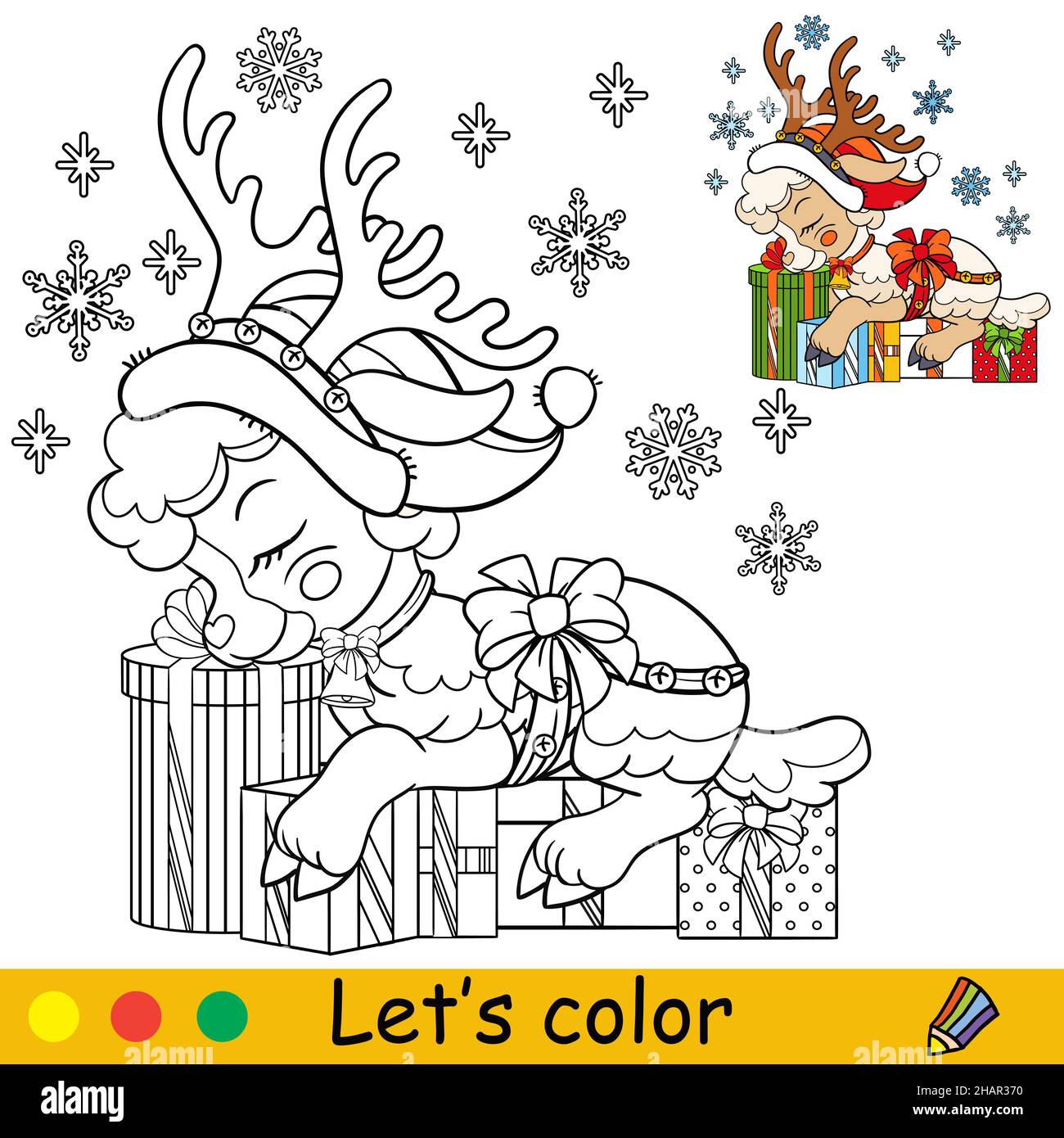 Cute Christmas lamb with gifts. Cartoon little sheep character. Vector ...