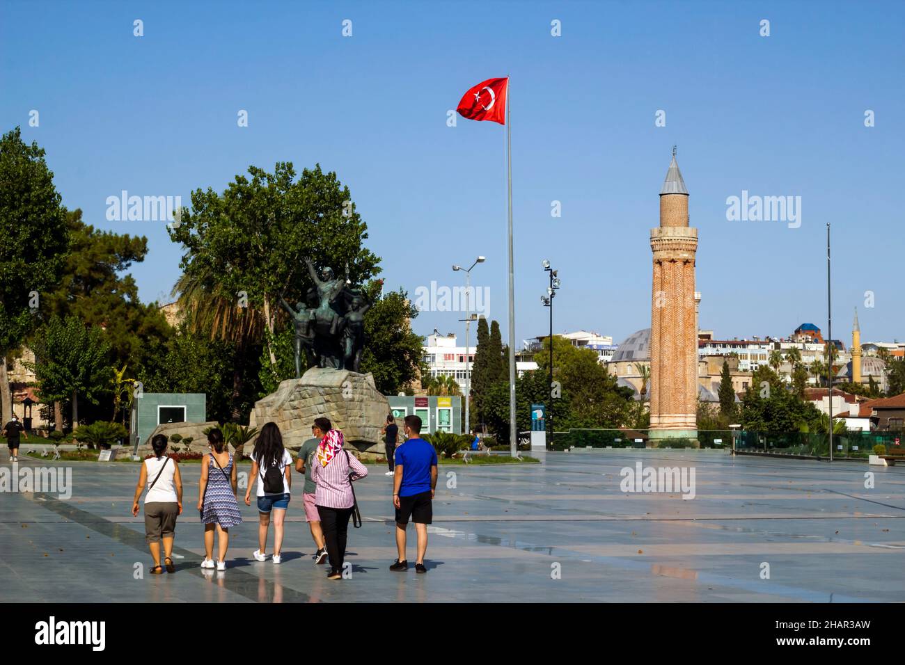 ANTALYA/TURKEY 10.16.2020: Republic square of Antalya with Ataturk ...