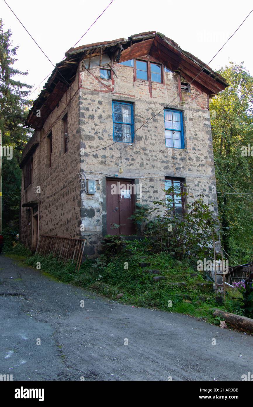 Old traditional house in Rize city of Turkey. Black sea region of ...