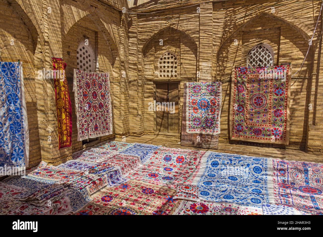 Carpet stall in the old town of Khiva, Uzbekistan Stock Photo - Alamy