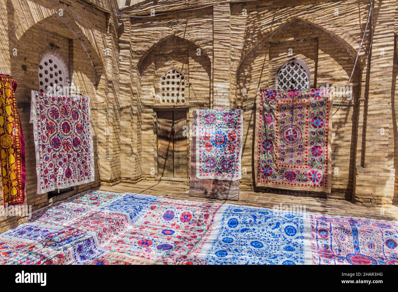 Carpet stall in the old town of Khiva, Uzbekistan Stock Photo - Alamy