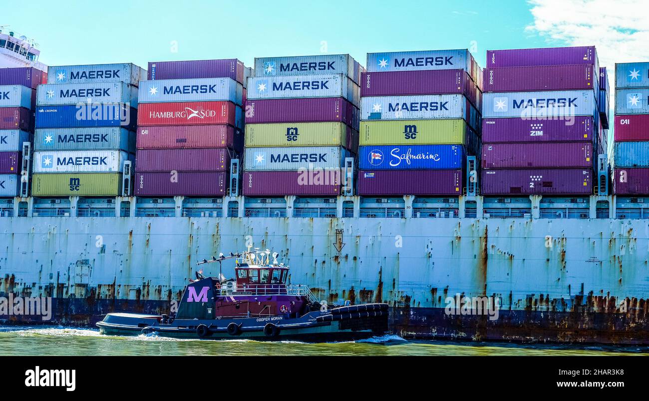 Maersk Containers on Freighter Stock Photo - Alamy