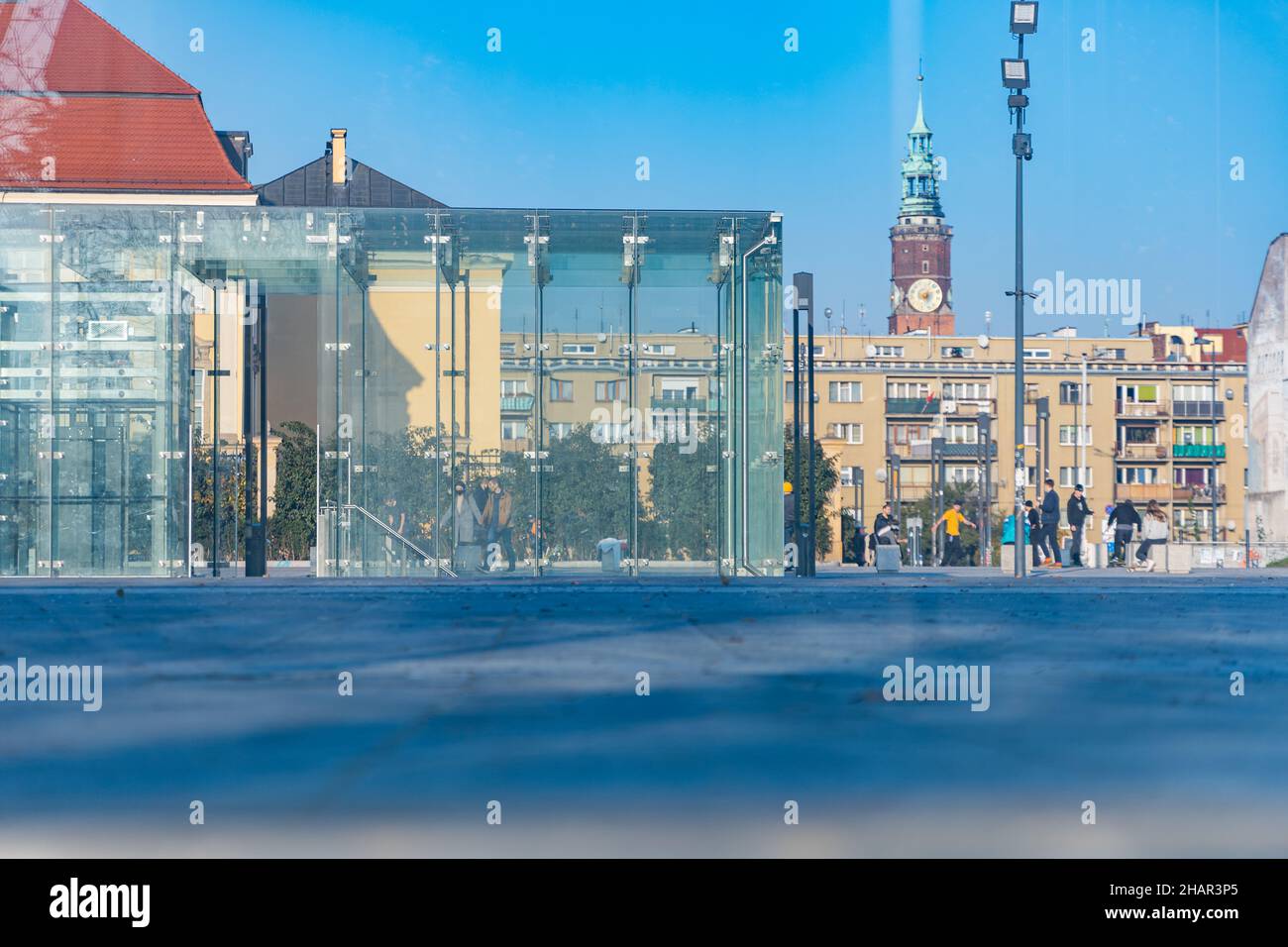 Wroclaw, Poland - November 8 2020: Glassy construction with staircase ...