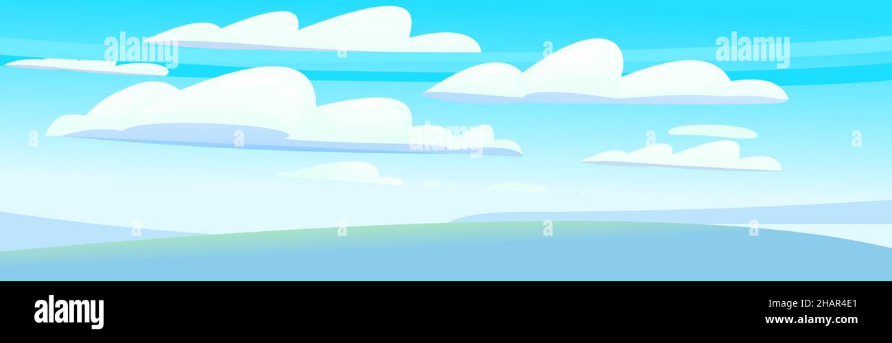 Sky clouds horizon. Illustration in cartoon style flat design. Heavenly ...
