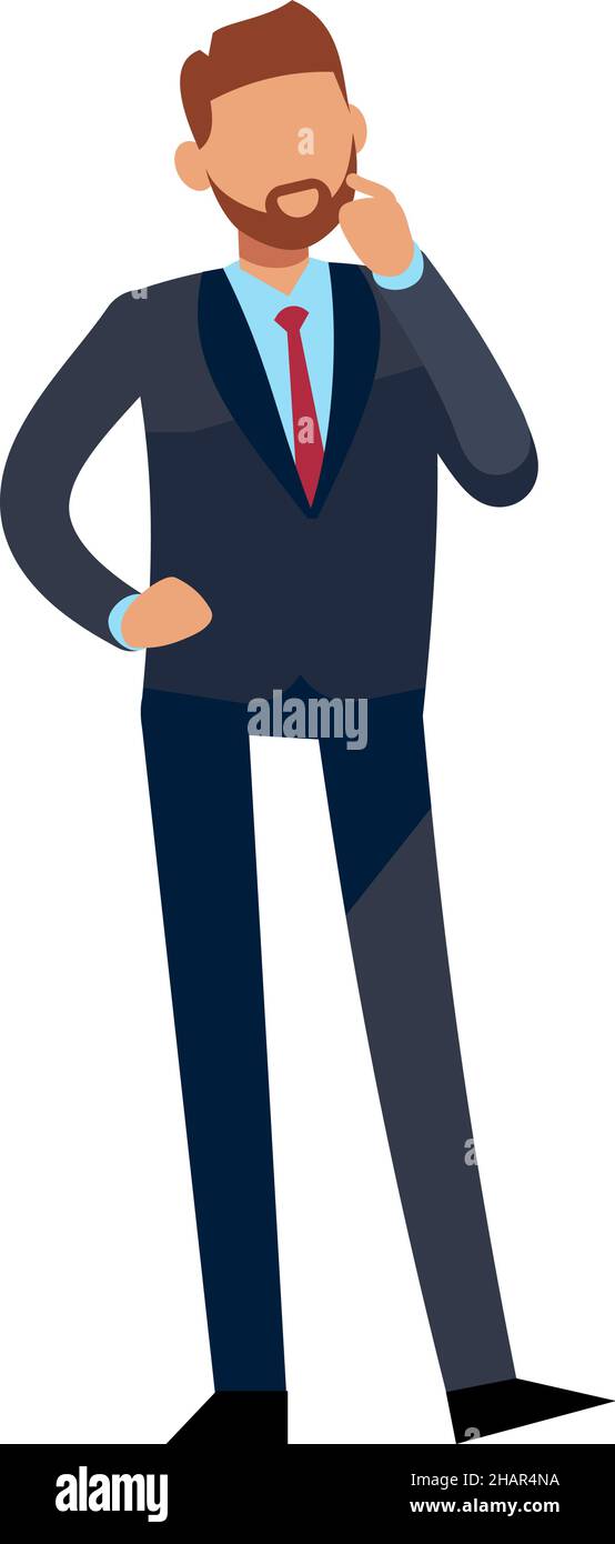 Standing man in suit talking on phone. Business call Stock Vector Image ...