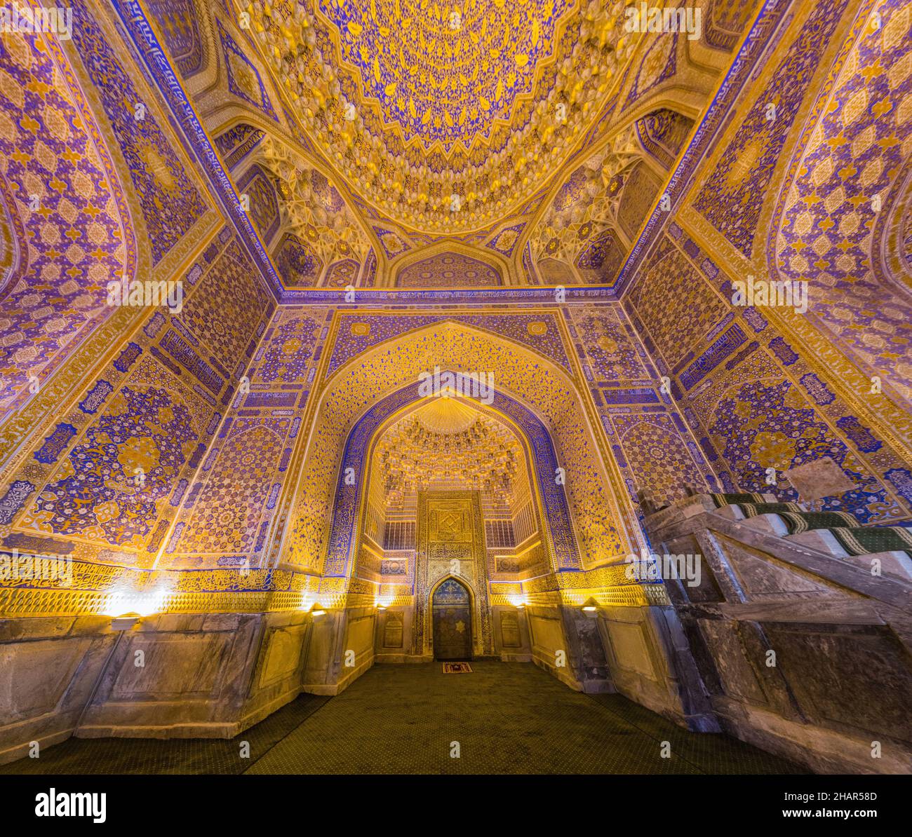 Interior of Madrasa Tilya Kori in Samarkand, Uzbekistan Stock Photo - Alamy