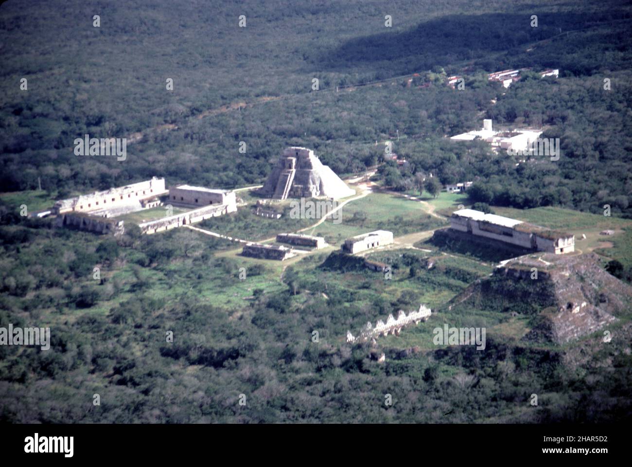 Uxmal Yucatan Mexico. 12/27/1985. Aerial image of Uxmal ruins Stock ...