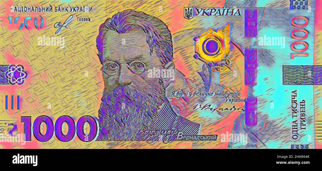 Closeup 1000 hryvnias banknote issued in 2019 Stock Photo - Alamy