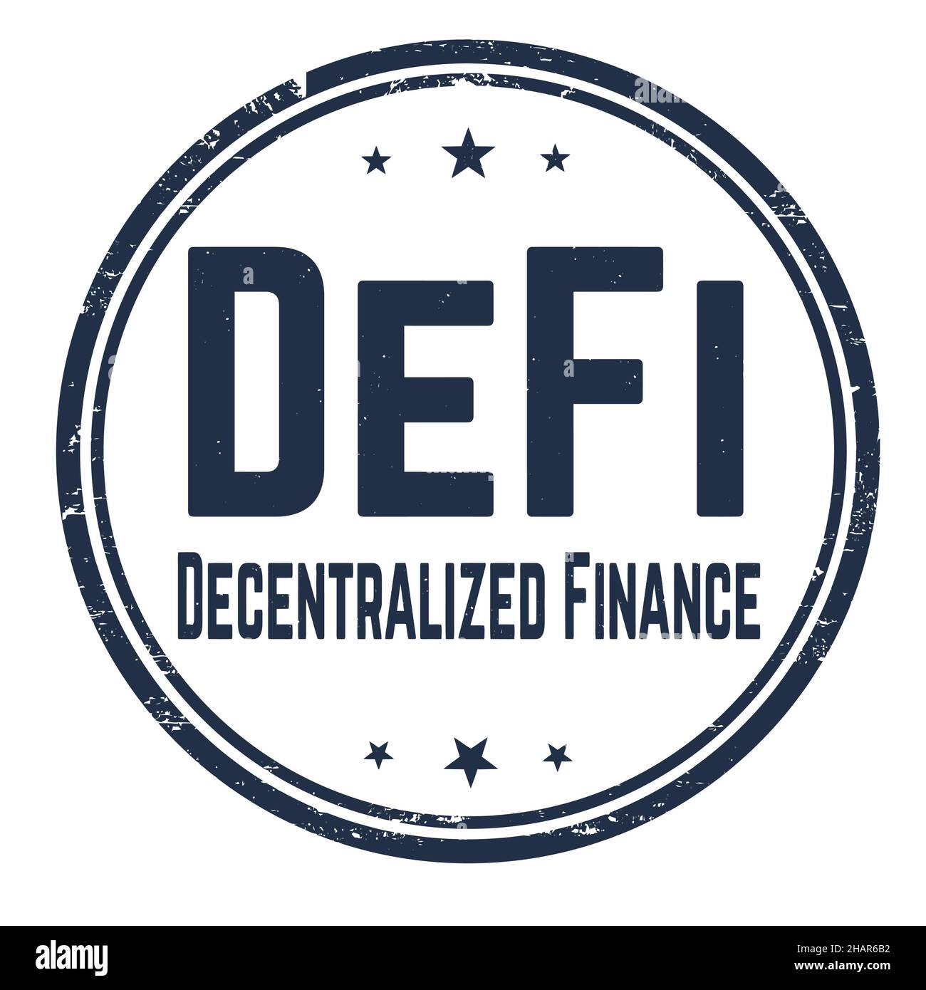 DeFi -Decentralized Finance grunge rubber stamp on white background ...