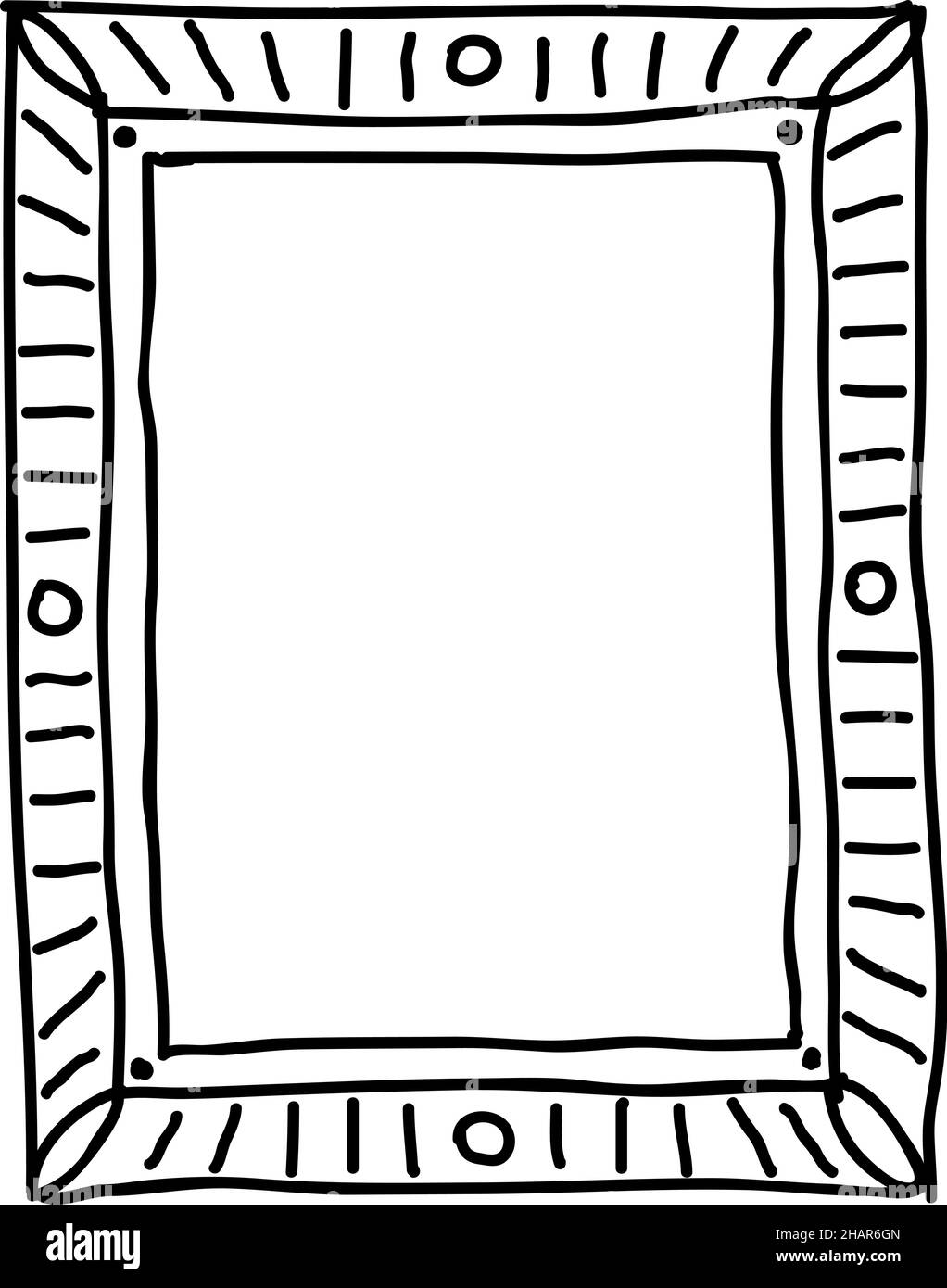 Decorative rectangle frame. Doodle line pattern border Stock Vector ...