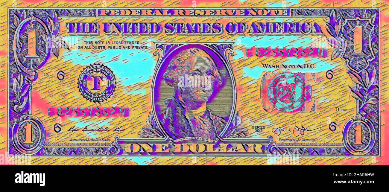 1 dollar bill colorful illustration for design purpose Stock Photo - Alamy