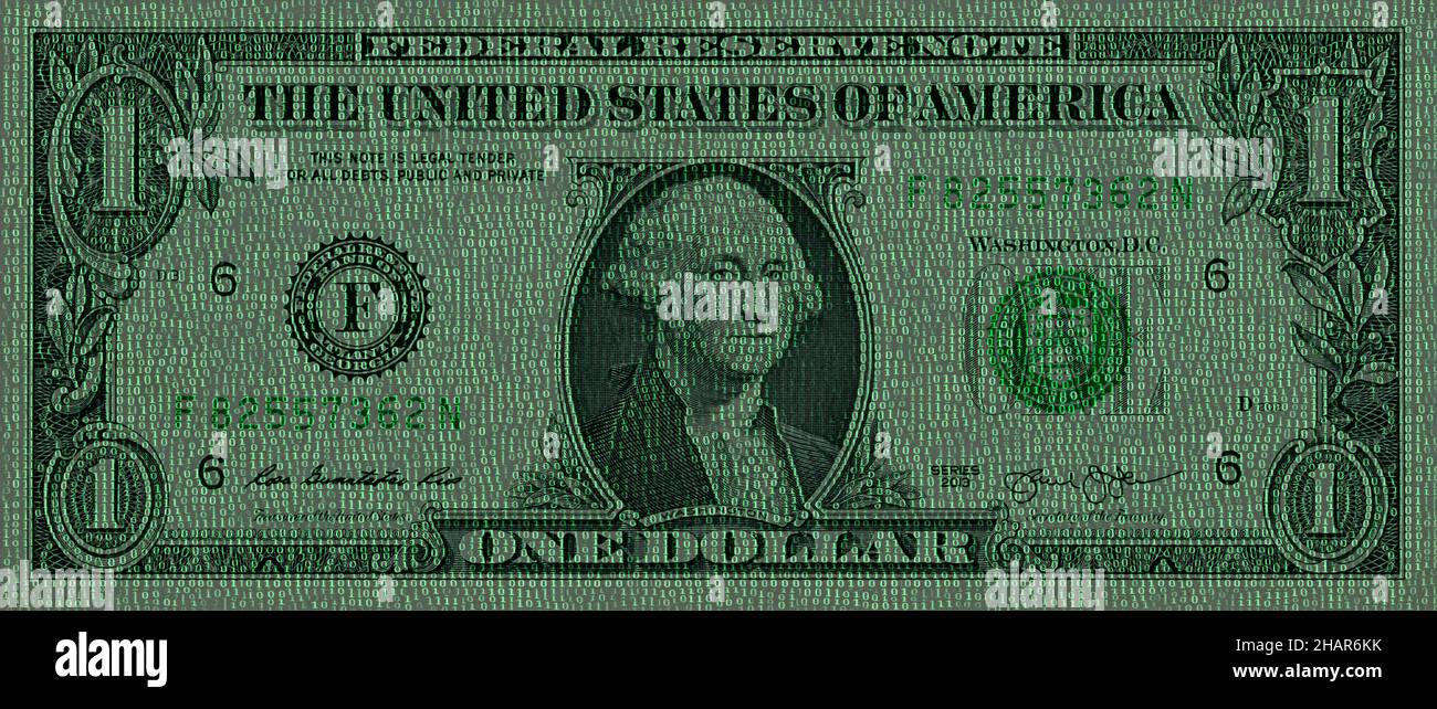 1 dollar banknote with binary code for design purpose Stock Photo - Alamy