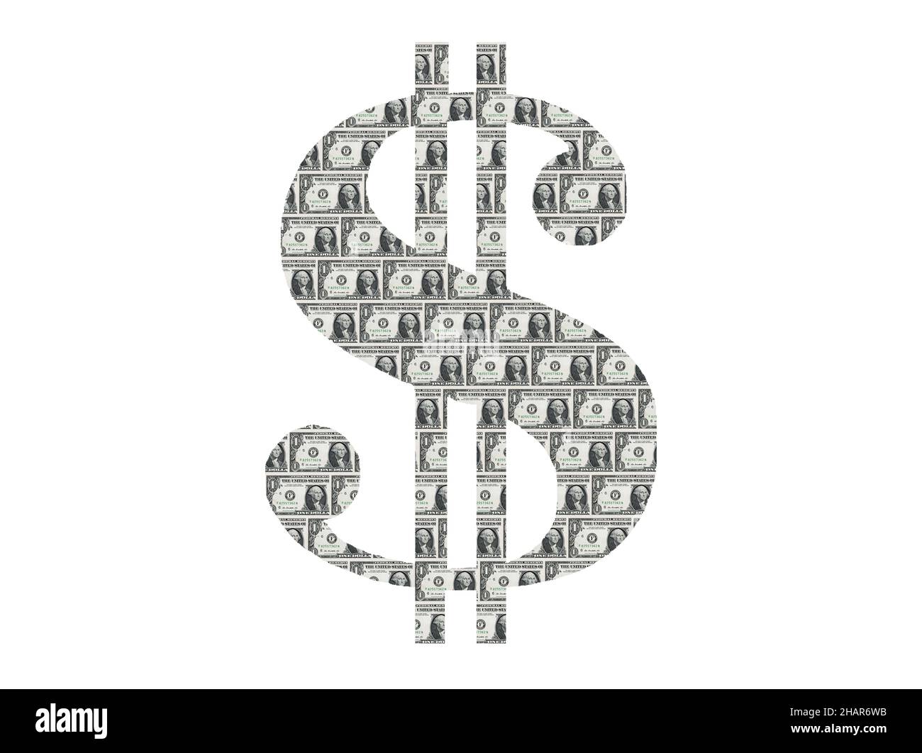 Dollar sign cut on paper on 1 dollar wallper for design purpose Stock ...