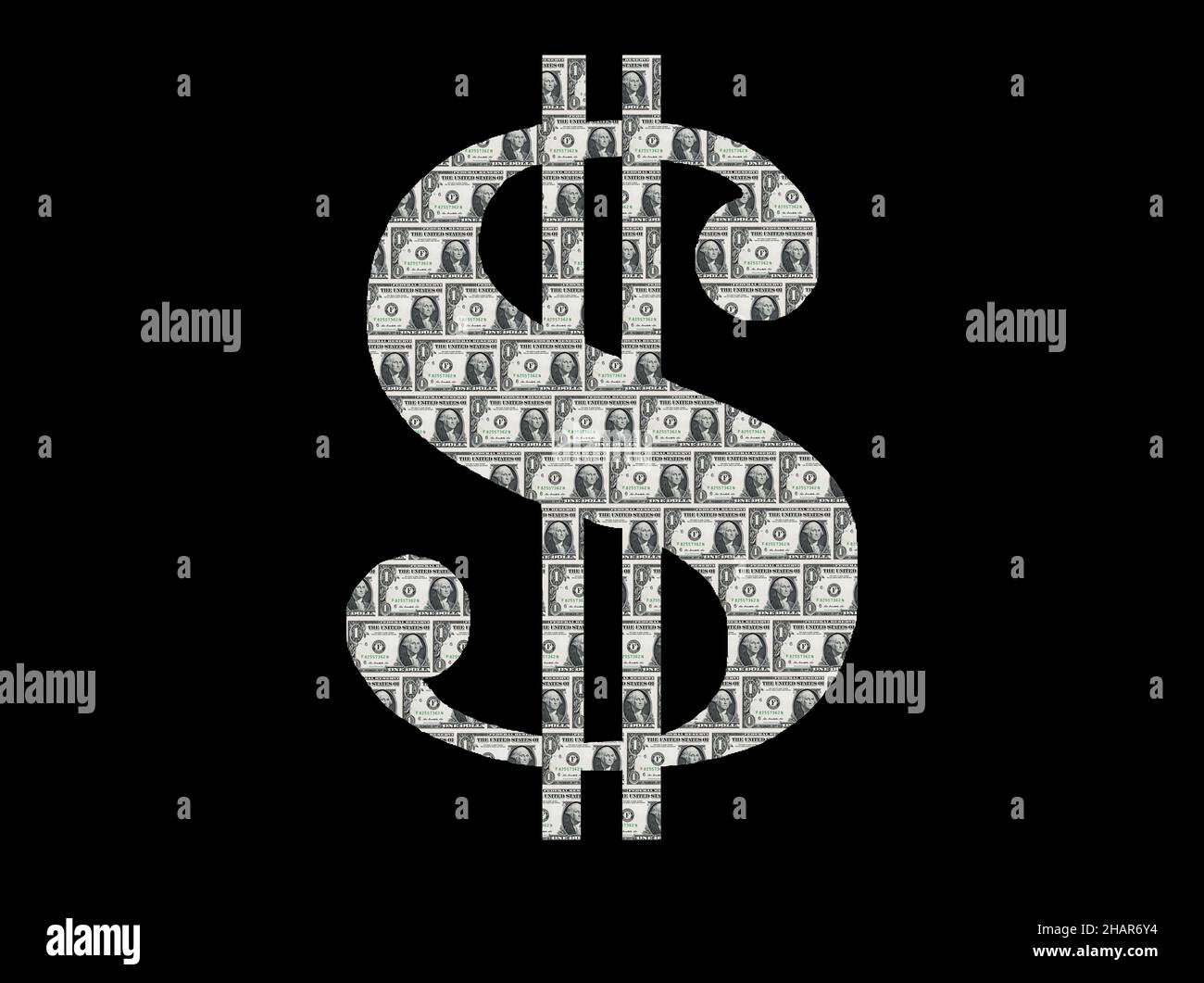 Dollar sign cut on paper on 1 dollar wallper for design purpose Stock ...