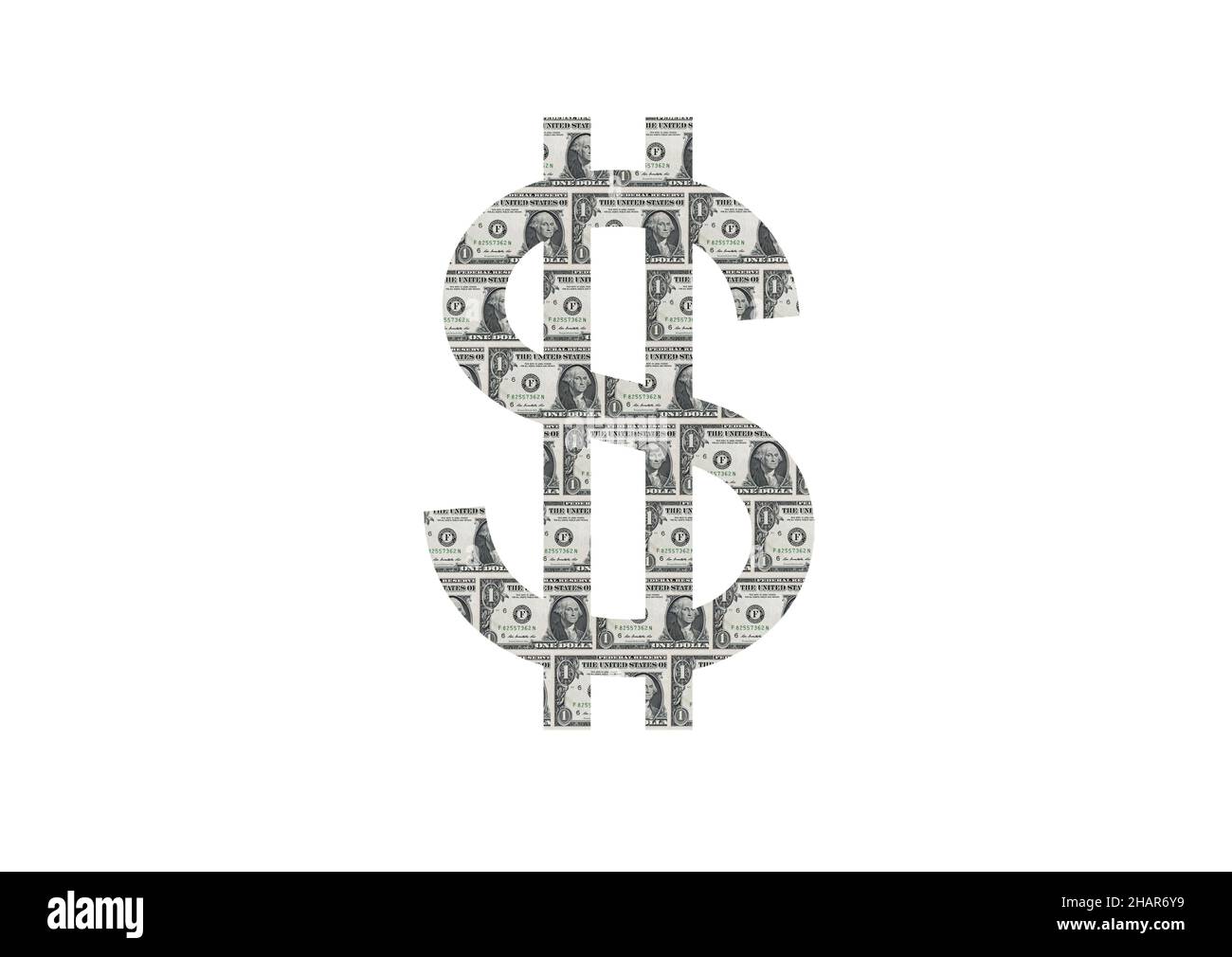 Dollar sign cut on paper on 1 dollar wallper for design purpose Stock ...