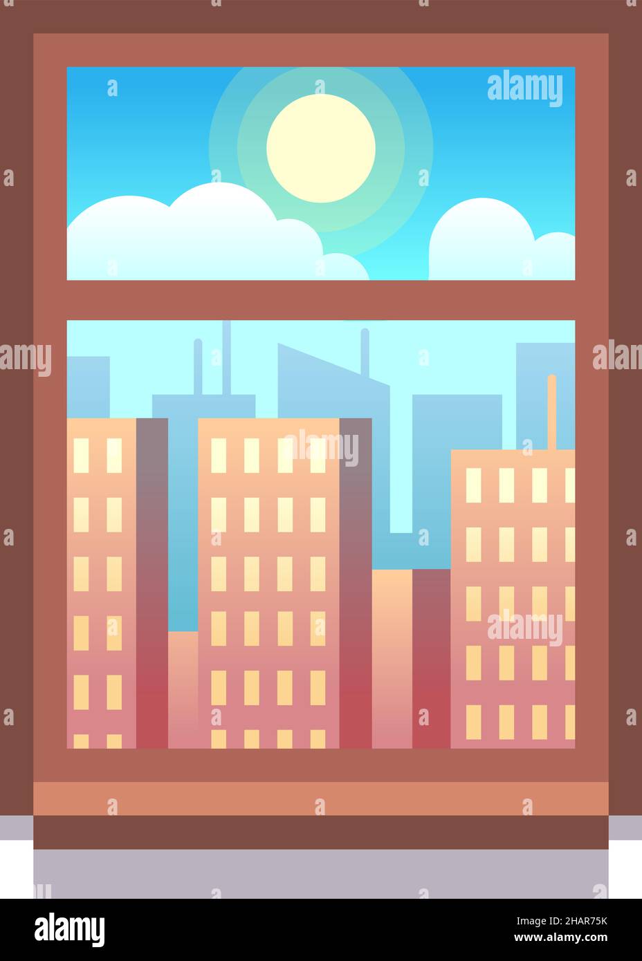 Wood window with city view. Day light symbol Stock Vector Image & Art ...