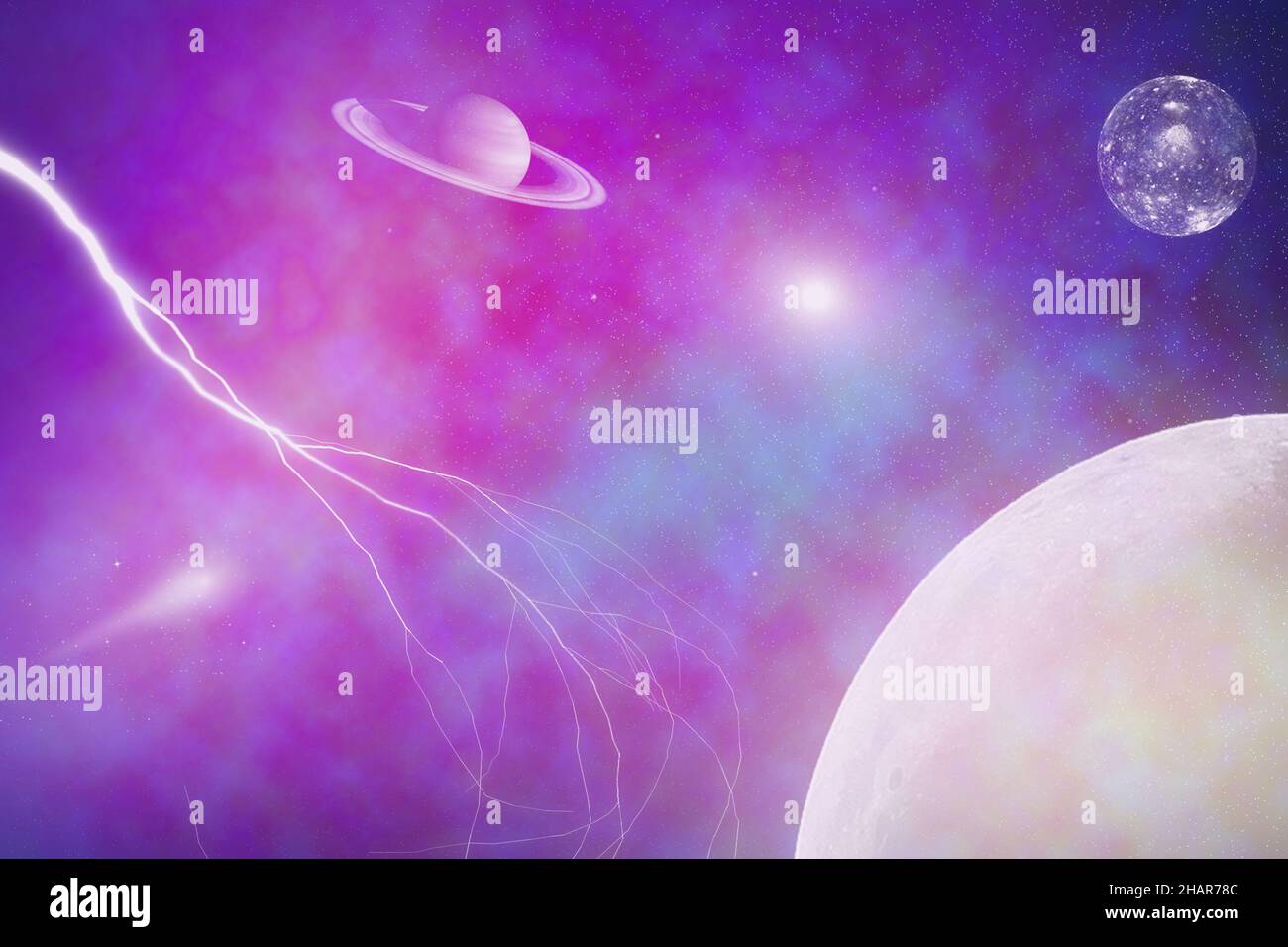 Planets and stars, constelations and Universe Nebula on Milky Way ...